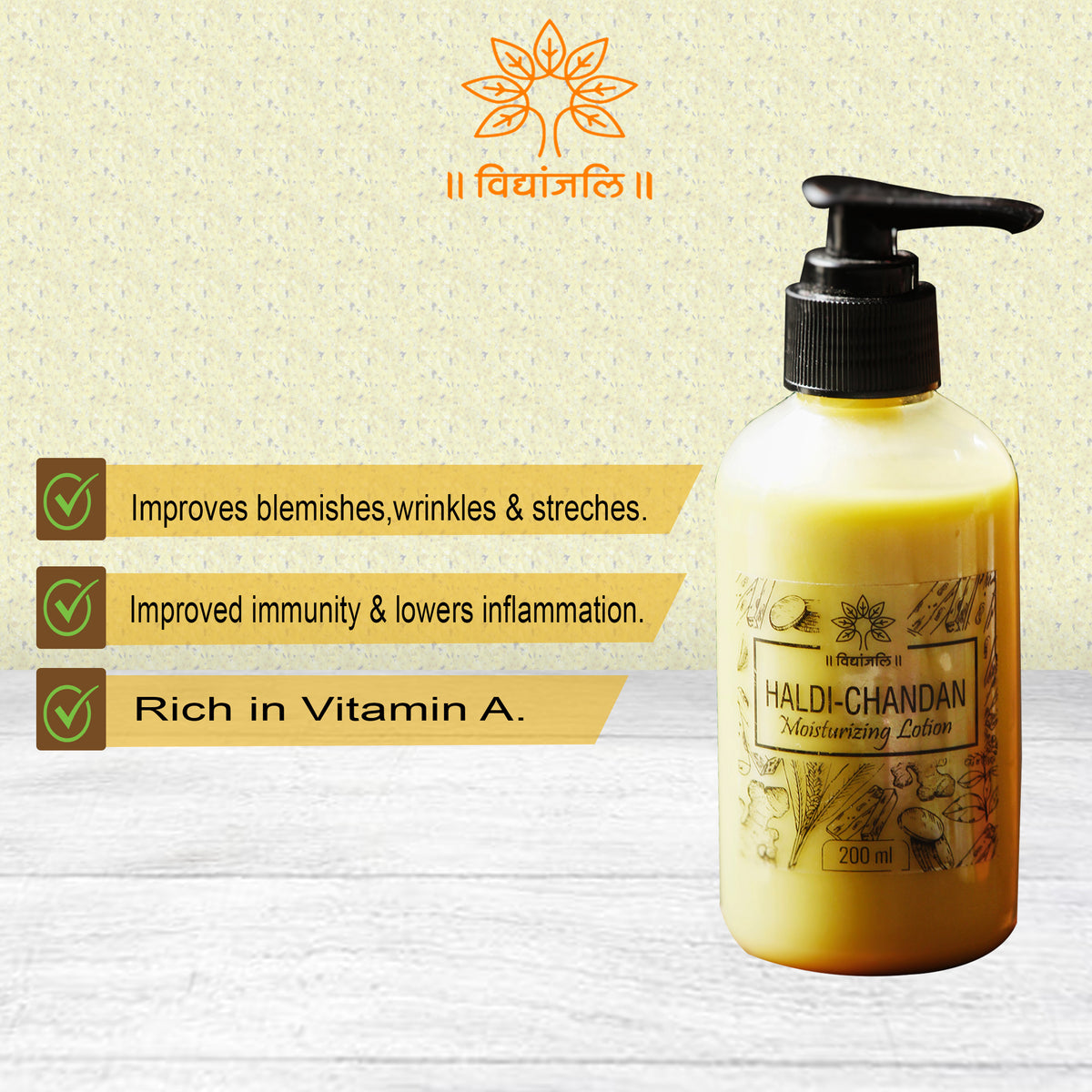 Buy 100% Natural Haldi Chandan Moisturizing Lotion | Vidhyanjali
