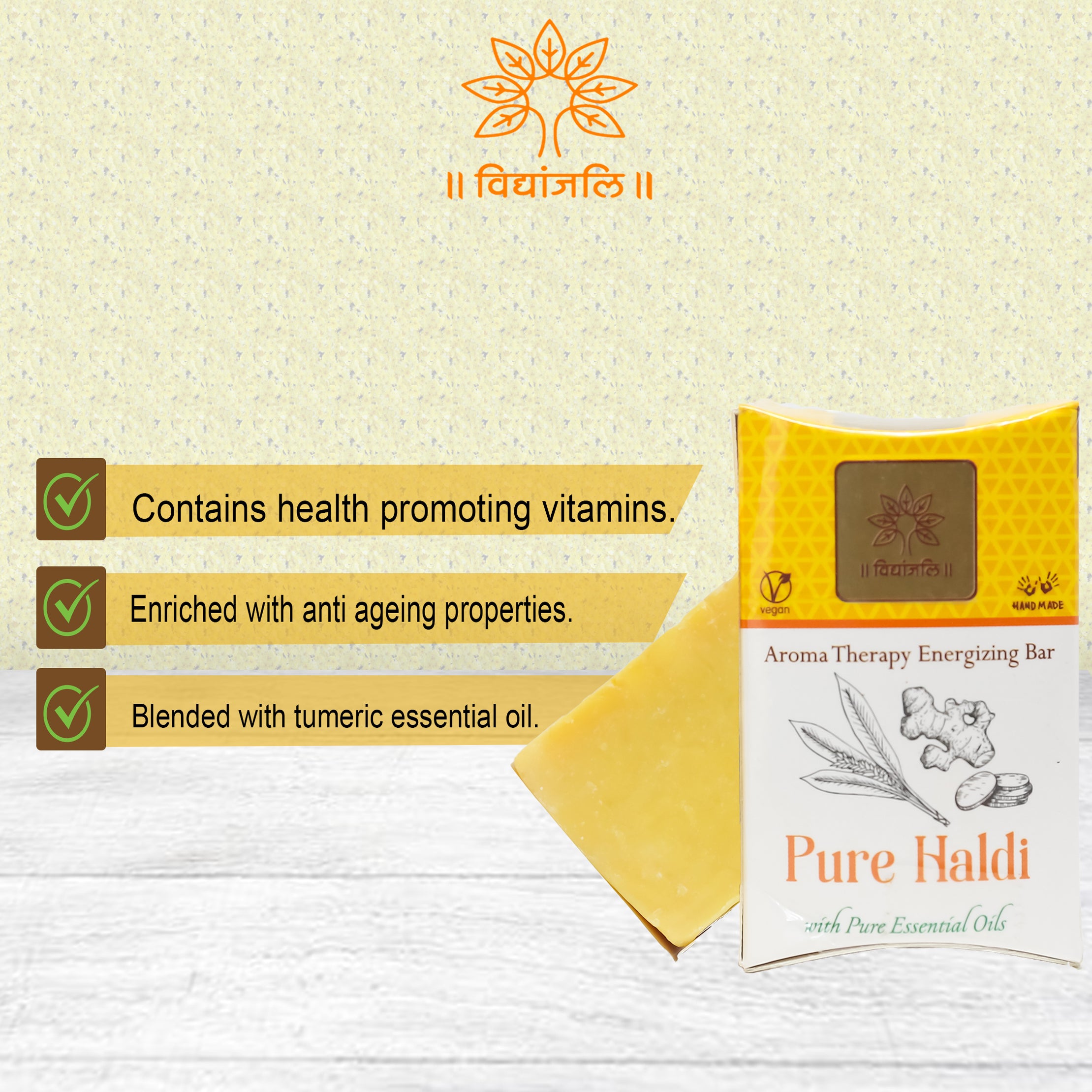 Buy 100% Natural Pure Haldi Soap at Low price | Vidhyanjali